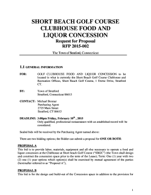 Fillable Online SHORT BEACH GOLF COURSE CLUBHOUSE FOOD AND Fax Email ...