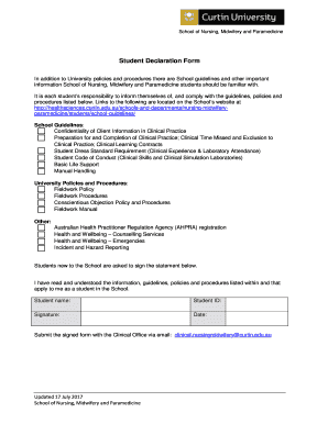 Fillable Online Student declaration form (policies and guidelines ...