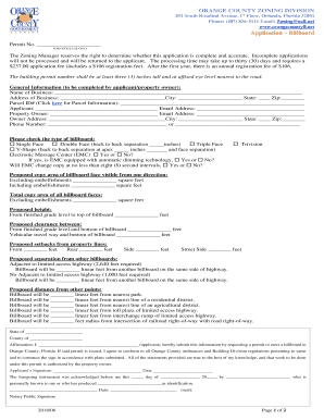 Fillable Online ORANGE COUNTY ZONING DIVISION Application Billboard Fax Email Print - pdfFiller