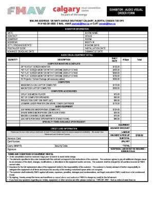 Fillable Online EXHIBITOR - AUDIO VISUAL ORDER FORM Fax Email Print ...