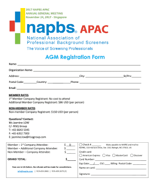Fillable Online AGM Registration Form - napbs.com Fax Email Print ...