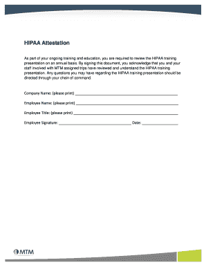 Fillable Online HIPAA Attestation - MTM Inc Fax Email Print - pdfFiller
