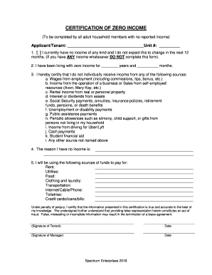 Fillable Online certification of zero income - TDHCA Fax Email Print ...