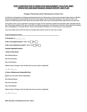 Fillable Online POST CONSTRUCTION STORMWATER MANAGEMENT FACILITIES (BMP ...