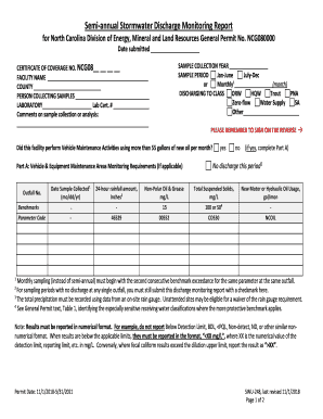 Fillable Online Semi-annual Stormwater Discharge Monitoring Report - NC ...