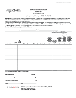 Fillable Online 2017 Cable PEG Channel Certification Form TR-PEG - NC.gov Fax Email Print ...
