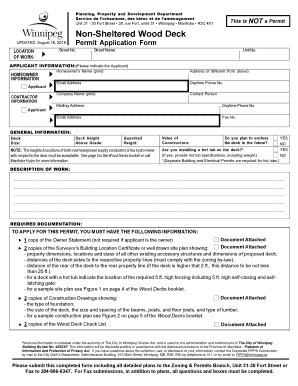 Fillable Online Deck permit application form. Non-Sheltered Wood Deck ...