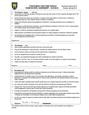 Fillable Online Framingham Earl High School HOME/SCHOOL AGREEMENT Fax ...
