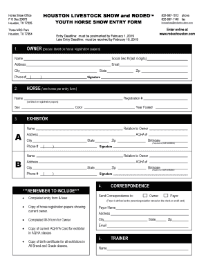 Fillable Online YOUTH HORSE SHOW ENTRY FORM Fax Email Print - pdfFiller