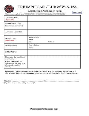 Car Club Registration Form Templates - Page 2 | pdfFiller