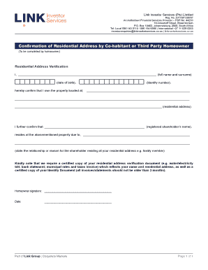 Fillable Online Confirmation of Residential Address by Co-habitant or ...