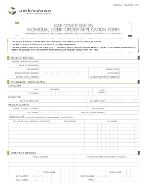 Fillable Online gap cover series individual debit order application form - Ambledown Fax Email ...