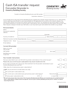Fillable Online ISA transfer form - Coventry Building Society Fax Email ...