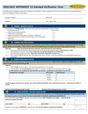 Fillable Online webmedia jcu 2018-2019 DEPENDENT V1 Standard Verification Form Fax Email Print ...