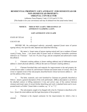 Fillable Online Lien Affidavit for Homestead or Non-Homestead Property ...