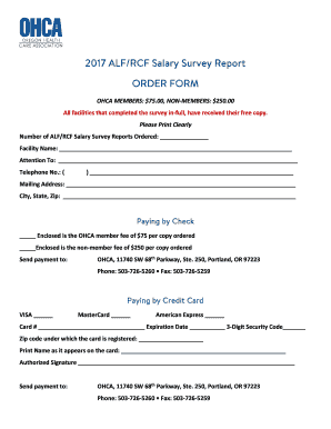 Fillable Online 2017 ALF/RCF Salary Survey Report ORDER FORM Fax Email ...