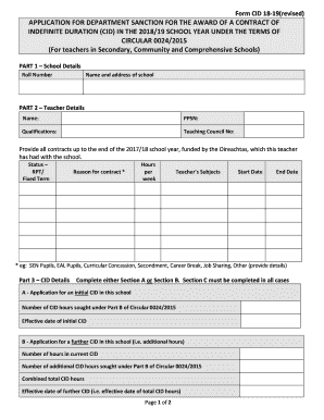 Fillable Online Form CID 18-19(revised) APPLICATION FOR DEPARTMENT ...