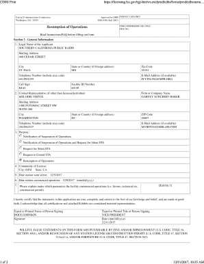 Fillable Online media scpr Resumption of Operations FOR COMMISSION USE ...