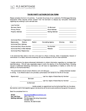 Fillable Online PLS Forms Third Party Authorization Form Fax Email ...