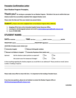 Fillable Online Preceptor Confirmation Letter Fax Email Print - pdfFiller