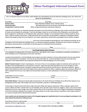 Fillable Online Minor Participant Informed Consent Form Fax Email Print - pdfFiller