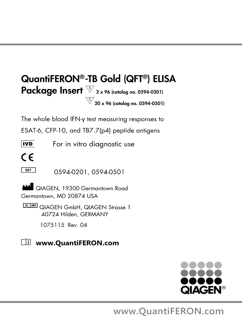 Test For TB Infection: QuantiFERON-TB Gold - QIAGEN Online ... - Fill ...