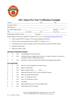 Fillable Online Fire Alarm Pre-Test Guide Fax Email Print - pdfFiller