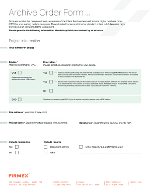 Fillable Online Archive Order Form Fax Email Print - pdfFiller