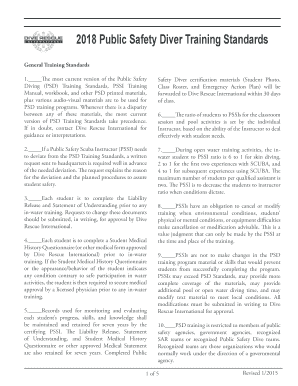 Fillable Online 2018 Public Safety Diver Training Standards - Dive ...