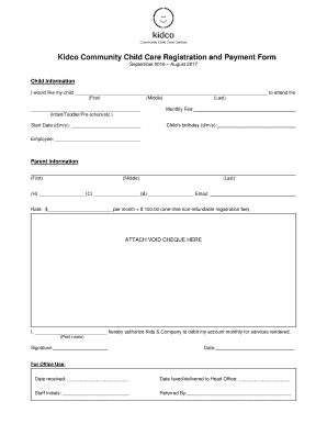 Fillable Online Kidco Community Child Care Registration and Payment ...
