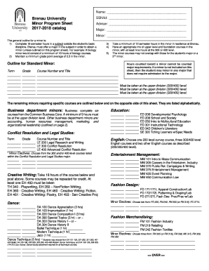 Fillable Online The general outline for a minor is: Fax Email Print ...