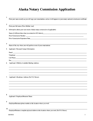 Fillable Online ltgov alaska Alaska Notary Commission Application Form ...