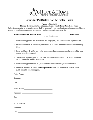 Fillable Online Swimming Pool Safety Plan for Foster Homes Fax Email ...