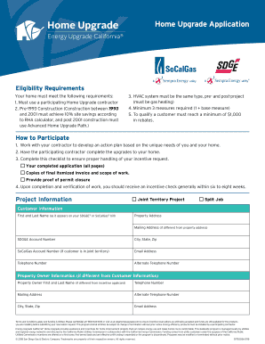 Fillable Online Home Upgrade Application - SDGE Fax Email Print - pdfFiller
