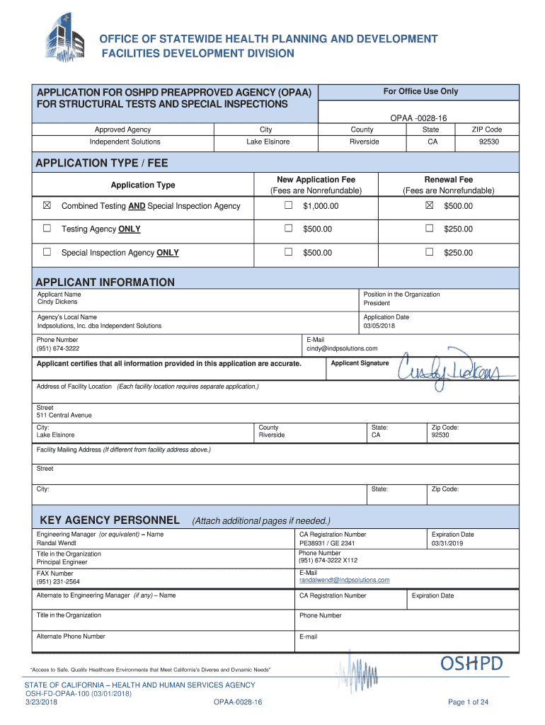 Fillable Online oshpd ca OSHPD PREAPPROVAL OF MANUFACTURER'S ...
