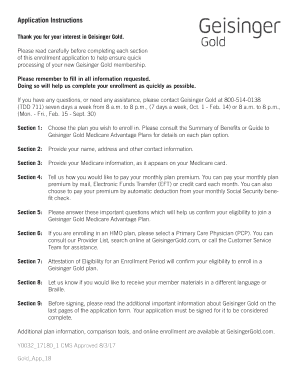 Fillable Online Geisinger Gold Medicare Supplement Application Fax ...