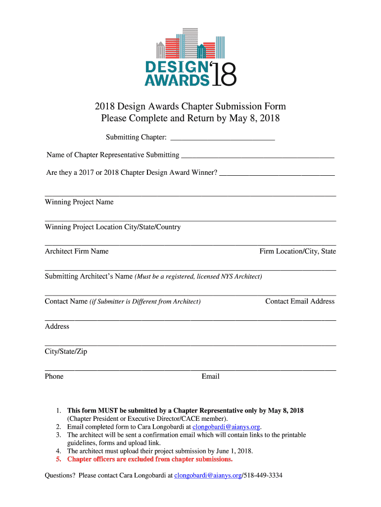 Fillable Online 2018 Design Awards Chapter Submission Form Fax Email ...