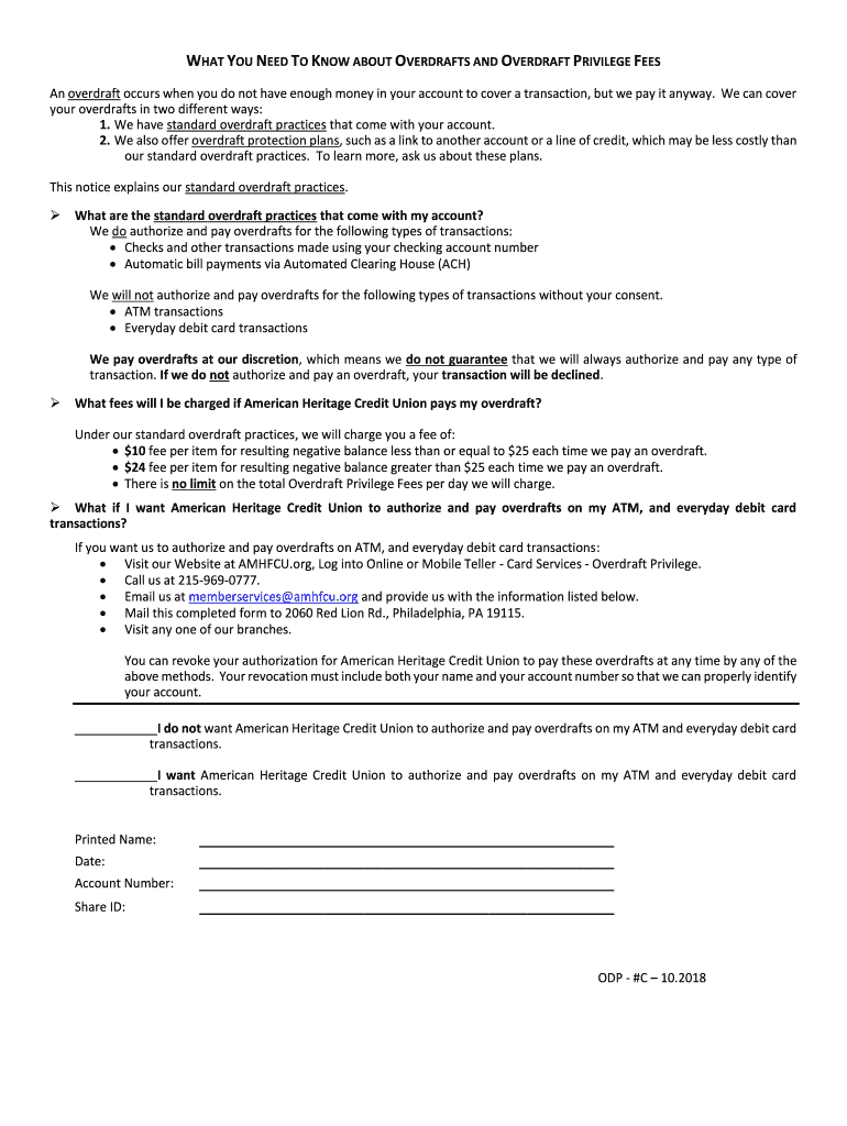 Fillable Online WHAT YOU NEED TO KNOW ABOUT OVERDRAFTS AND OVERDRAFT PRIVILEGE FEES Fax Email ...