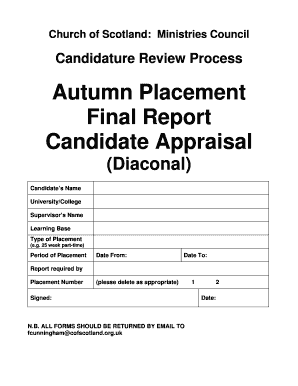 Fillable Online FINAL REPORT FORM FOR CANDIDATE Fax Email Print - pdfFiller