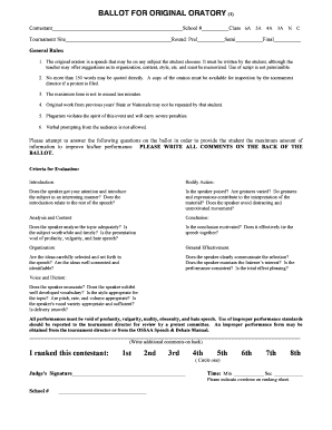 Fillable Online BALLOT FOR ORIGINAL ORATORY (1) Fax Email Print - pdfFiller