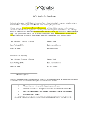 Fillable Online Employee ACH Authorization Form - omahanational.com Fax ...