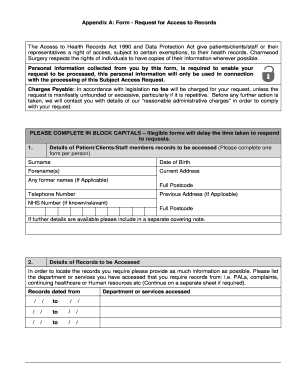 Fillable Online Appendix A- subject access request (SAR) form Fax Email ...