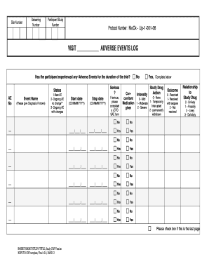Fillable Online VISIT ADVERSE EVENTS LOG - khpcto.co.uk Fax Email Print ...
