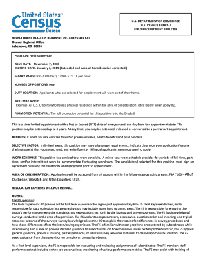 Fillable Online www2 census Field Supervisor - Census Bureau Fax Email Print - pdfFiller