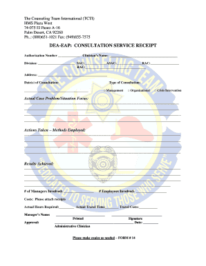 Fillable Online dea-eap: consultation service receipt - The Counseling ...