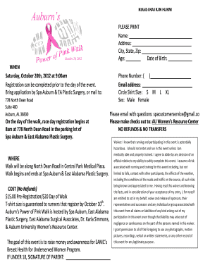 Fillable Online Updated Power of Pink Registration Form Fax Email Print ...