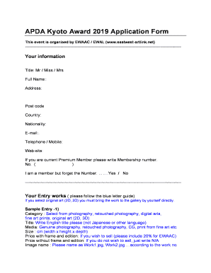 Fillable Online APDA Kyoto Award 2019 Application Form Fax Email Print ...