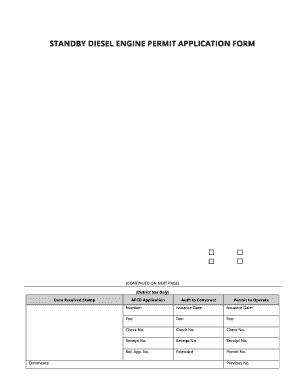 Fillable Online STANDBY DIESEL ENGINE PERMIT APPLICATION FORM Fax Email ...