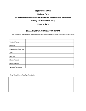Fillable Online STALL HOLDER APPLICATION FORM - storage.googleapis.com ...