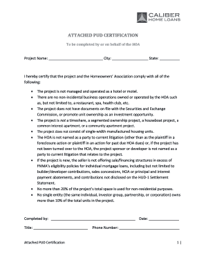 Fillable Online attached pud certification - Caliber Wholesale Fax ...